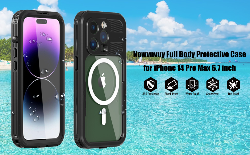 Amazon.com: Nowvnvuy Compatible with iPhone 14 Pro Max 6.7 Inch 2022 Waterproof Case Built in ...