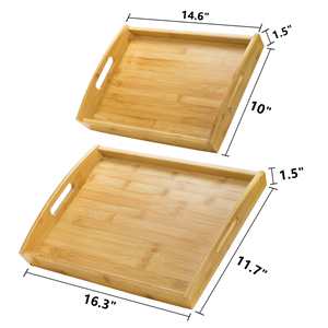 Amazon.com: Peohud 4 Pack Bamboo Serving Trays with Handles ...