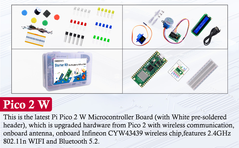 Amazon.com: GeeekPi Starter Kit for Raspberry Pi Pico 2 W (Included ...