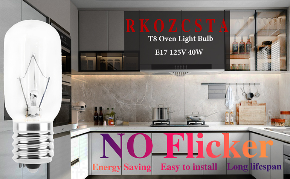 Microwave Oven Light Bulb 40W 125V E17 Replacement for Under Hood/Over-The-Range Microwaves ...