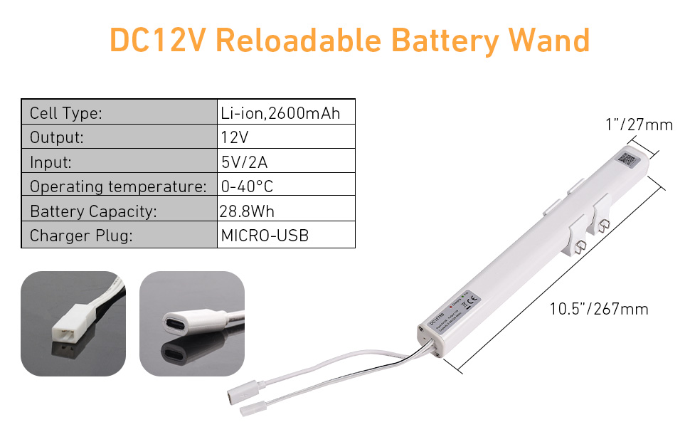 Amazon.com: HUIYEETEX DC1278B 12V Rechargeable Battery Pack for Motorized Blinds&Shades ...