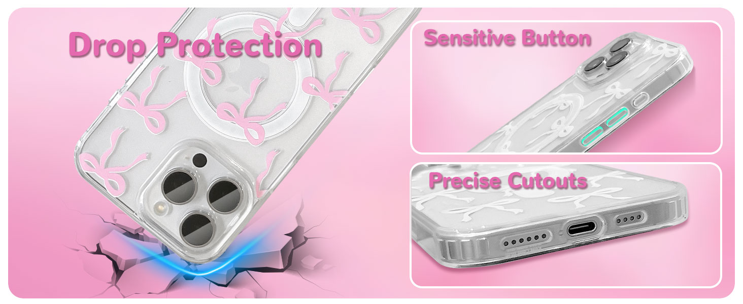 Amazon.com: UEEBAI Magnetic for iPhone 16 Pro Case, Bow Case Compatible with MagSafe, Wireless ...