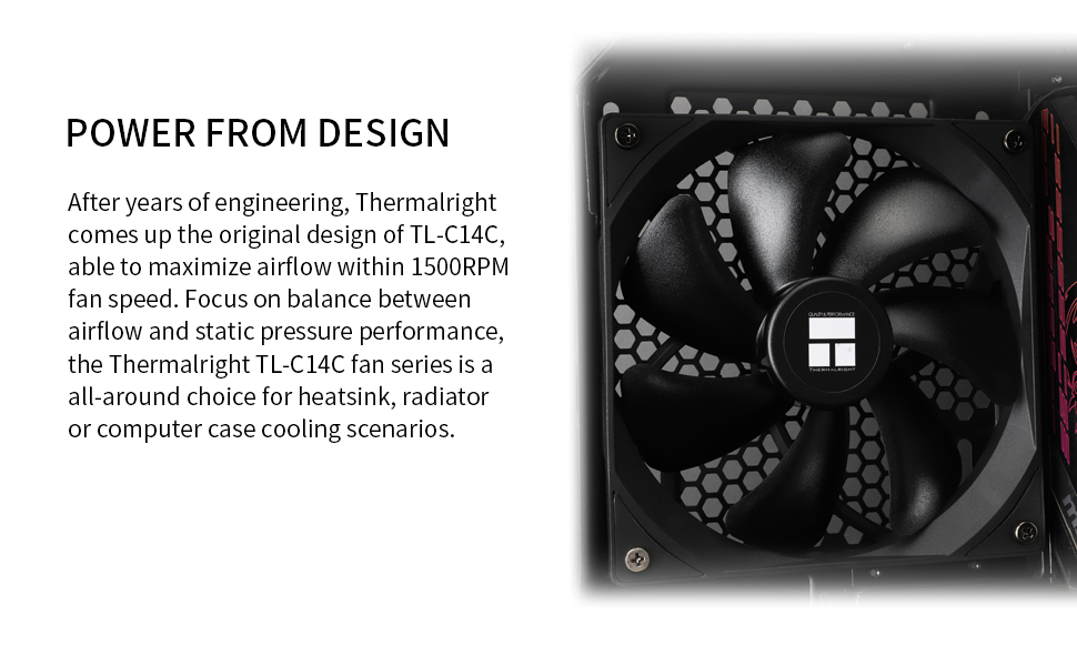 Thermalright TL-C14C High Performance CPU PWM Fan, Case Fan PC CPU Fan, 1500RPM Speed, CPU ...