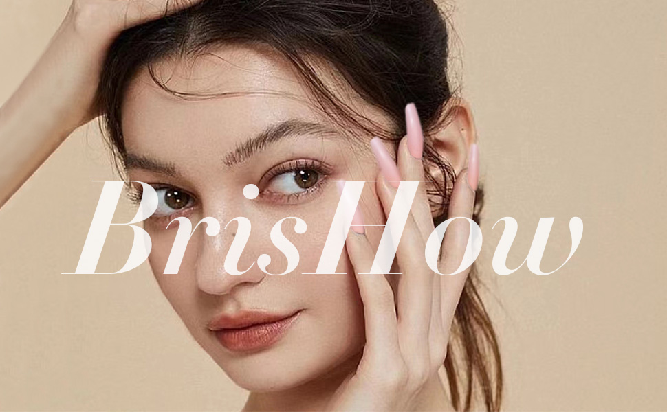 Brishow Coffin False Nails French Long Press on Nails Ballerina Acrylic Stick on Nails Pink ...