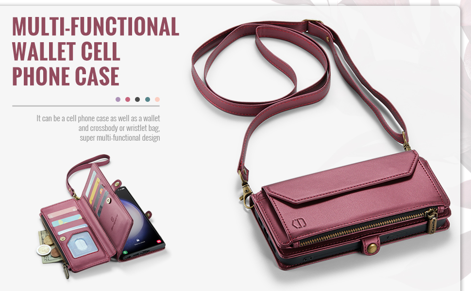 Amazon.com: Strapurs Crossbody Wallet Case Compatible with Samsung Galaxy S23 Ultra 5G RFID ...