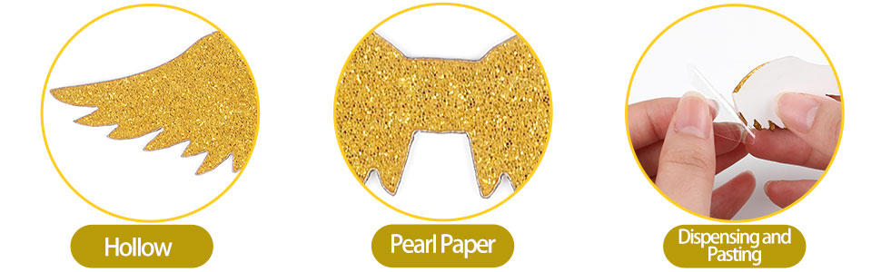 Amazon.com: CCINEE 50 Pcs Gold Wings Wizard Chocolate Decoration Golden Wings Wafer Cupcake ...