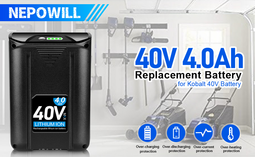 Amazon.com: NEPOWILL 40V 4.0Ah Replacement Battery for Kobalt 40v Battery MAX 2540C-06 ...