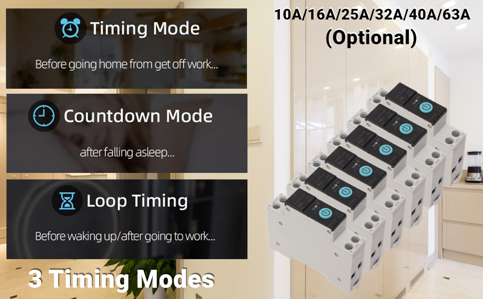 Din Rail Circuit Breaker Smart WiFi Switch Wireless Mobile Phone Remote Control 3 Timing Modes ...