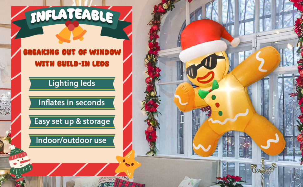 Amazon.com: OurWarm 3.5Ft Christmas Outdoor Decoration Christmas Inflatables Gingerbread Man ...