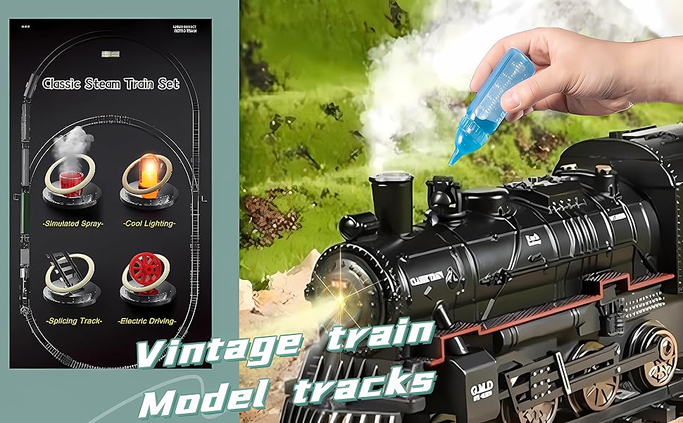 Amazon.com: Mantfuty Train Set Train Toys for Kids w/Smokes, Lights & Sound Electric Trains w ...