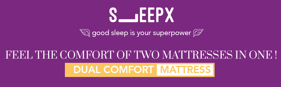 SleepX Dual Comfort Mattress 6 inch Queen Bed Size, High Density (HD) Foam- Medium Soft & Hard ...