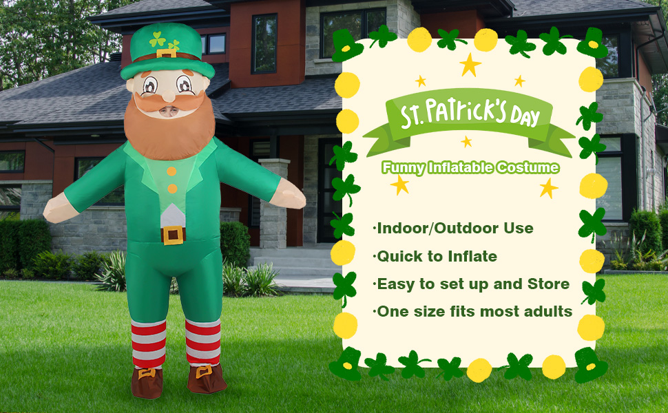Amazon.com: Gardentime Inflatable Leprechaun Costume Adult Saint ...