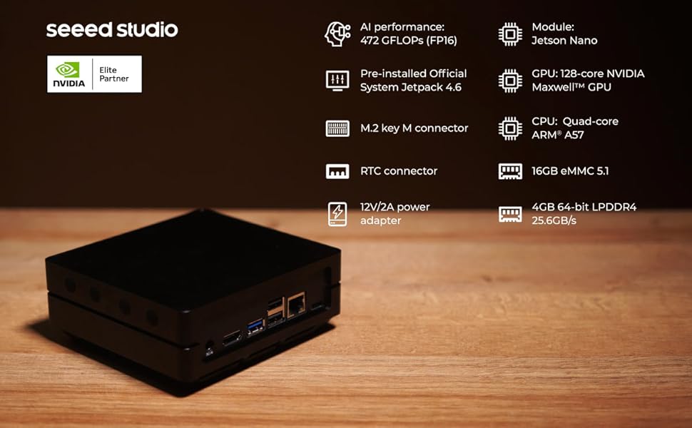 Amazon.com: Seeed studio NVIDIA Jetson Nano Edge AI Device - reComputer J1010 Kit, Aluminium ...