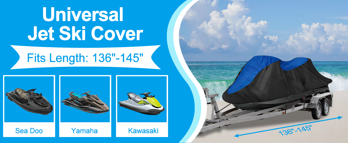 Amazon.com: NIGOOLATA Jet Ski Cover 3 Seater Heavy Duty Waterproof 210D Trailerable PWC Jetski ...