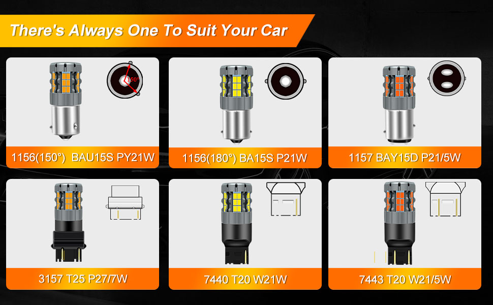 Amazon.com: UPXSXT 2Pcs PY21W 1156 7507 BAU15S LED Turn Signal Bulb, CANBUS Error Free Anti ...