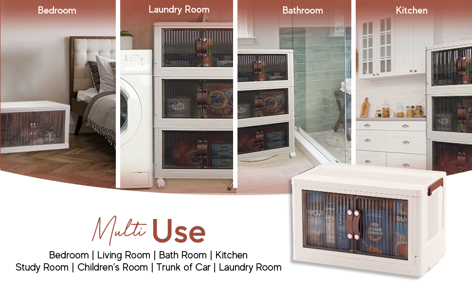 Amazon.com - PROKTIK 30 QT 3 Tier Folding Storage Bins with Doors ...