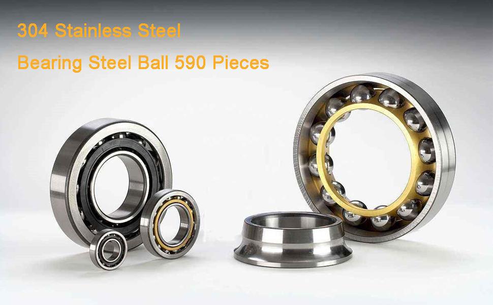 Breezliy 620Pcs 1-8mm Metric Precision 304 Stainless Steel Assorted Loose Bicycle Bearing Steel ...