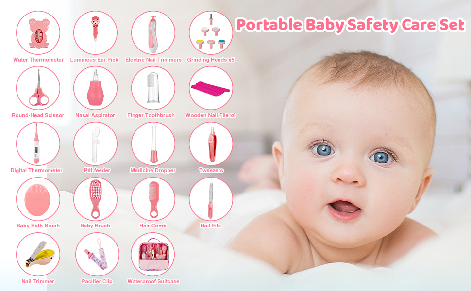 Amazon.com : Baby Grooming Kit, 29 in 1 Portable Baby Safety Care Set and Baby Electric Nail ...
