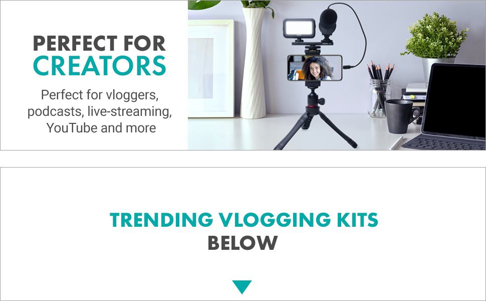 Movo iVlogger Vlogging Kit for iPhone with Fullsize Tripod - Lightning Compatible YouTube ...