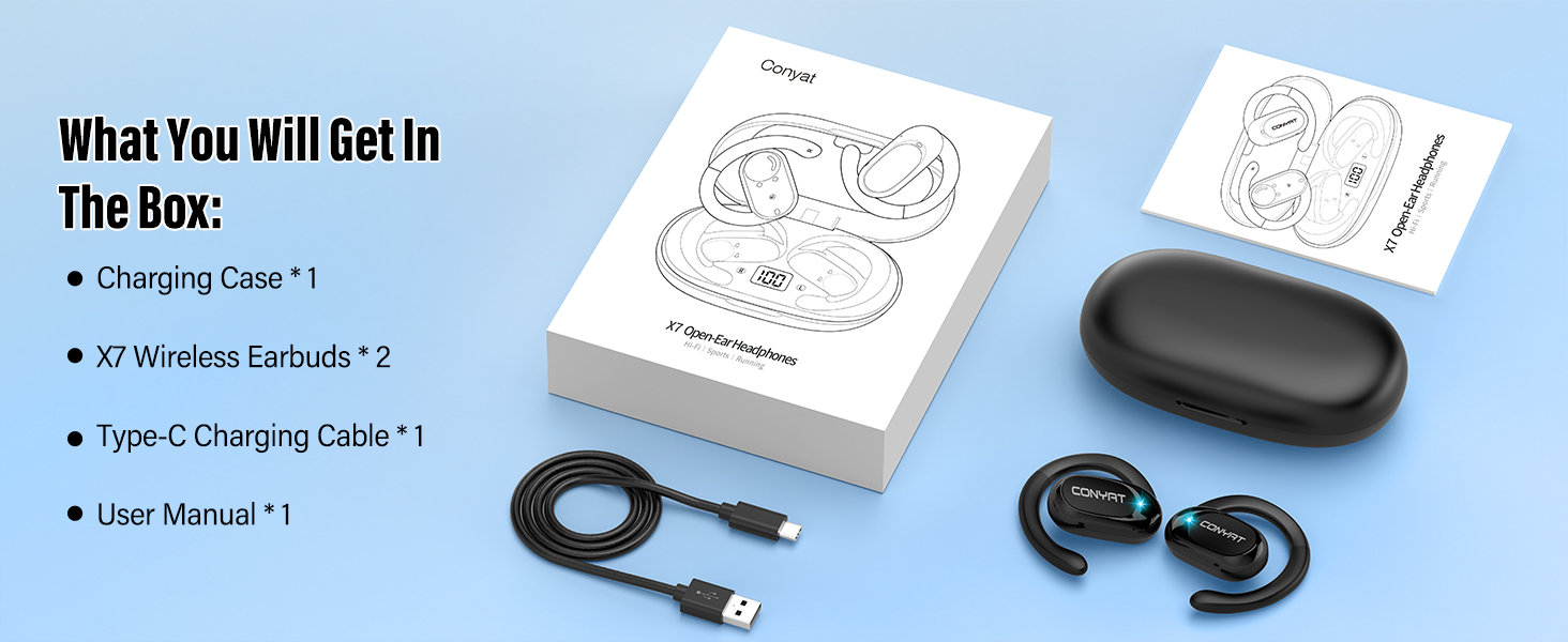 Amazon.com: Conyat Open Ear Headphones, Wireless Bluetooth 5.4 Earbuds ...