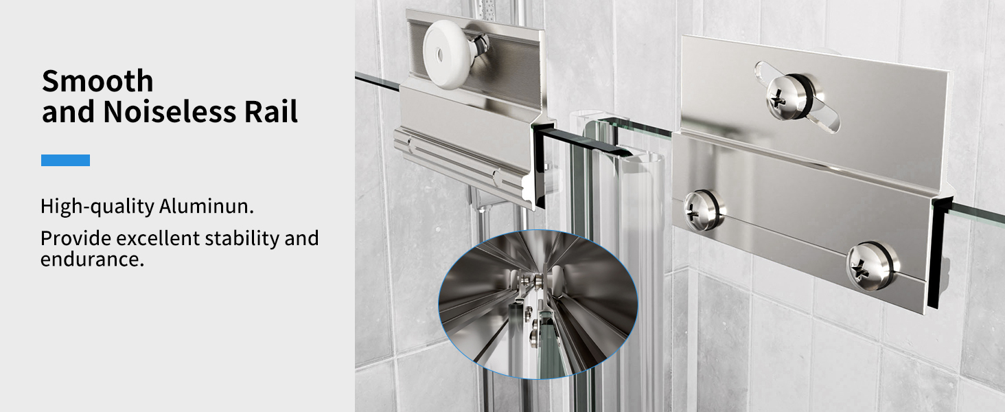 Sliding Shower Door，Royal Guard 44-48" W x 70" H Semi-Frameless Double Sliding Glass Shower Door ...