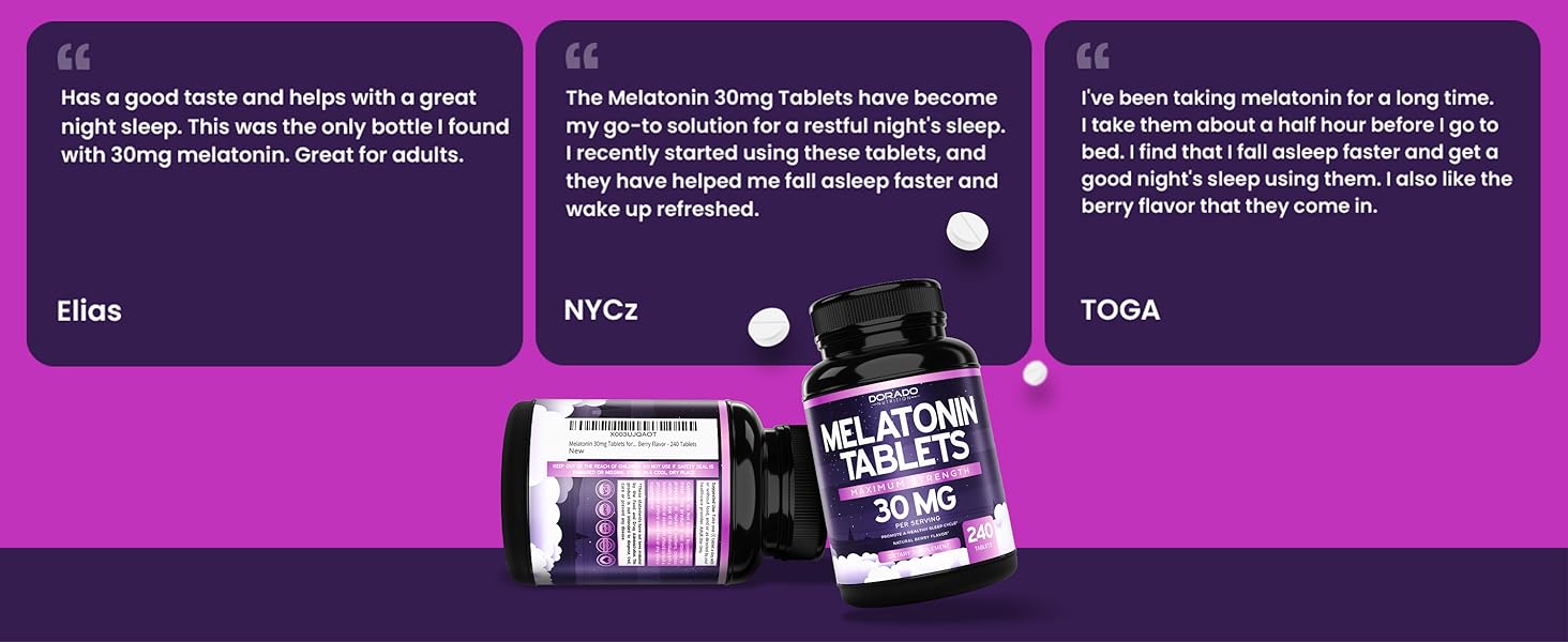 Amazon.com: Melatonin 30mg Tablets for Adults (240 Tablets) - Fast Dissolve Tablet with 30mg of ...