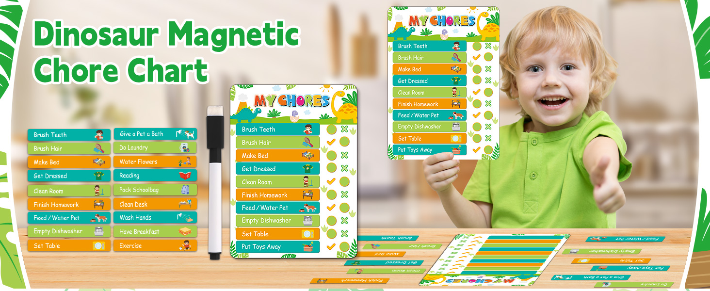 Amazon.com: Magnetic Chore Chart Dinosaur Reward Chart Behavior Chart ...