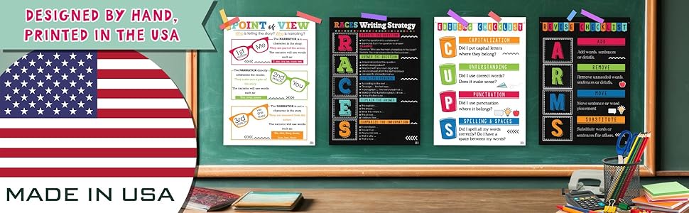 Amazon.com: 8 Option Colorful Writing Strategy Posters, 4 Pieces ...
