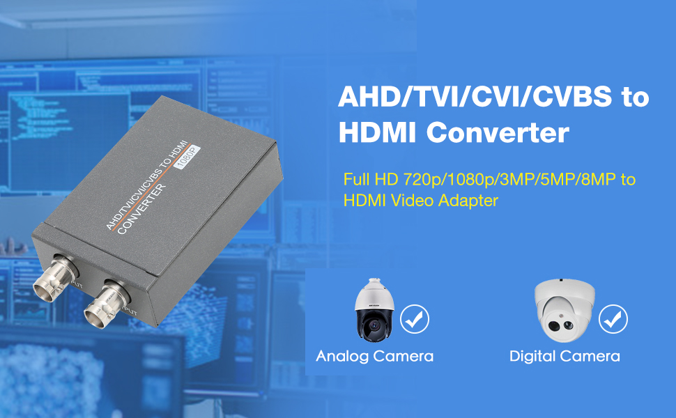 Buy SHYEKYO BNC to HDMI Converter, AHD TVI CVI CVBS to HD Multimedia Interface Converter Full HD ...