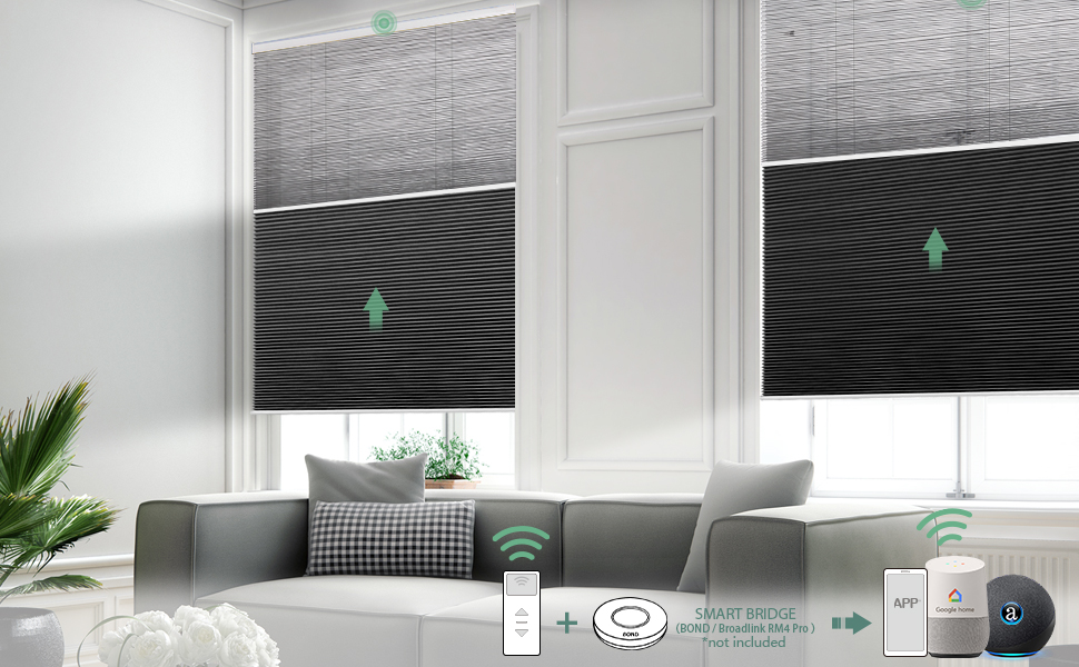 Yoolax Motorized Day and Night Cellular Shades with Remote, Smart Top Down Bottom Up Blinds ...