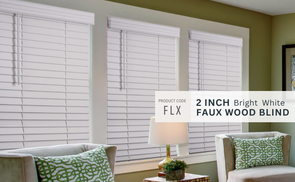 Amazon.com: Lotus & Windoware Cordless, 2 Inch Faux Wood Blind, 35" Wide x 72" Long, Window ...