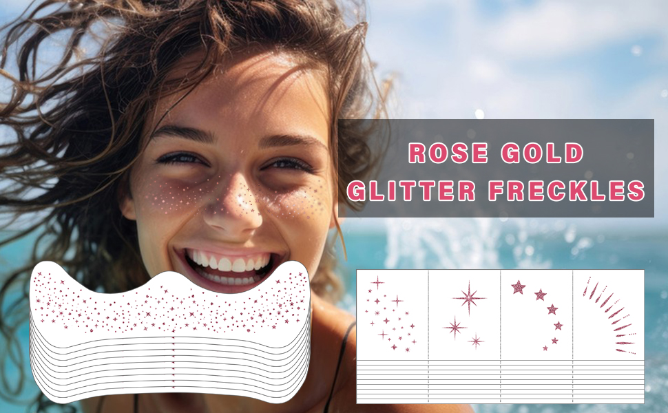 Amazon.com: 20 Pcs Rose Gold Makeup Patches, Glitter Freckles Face Tattoo, Easy Application and ...
