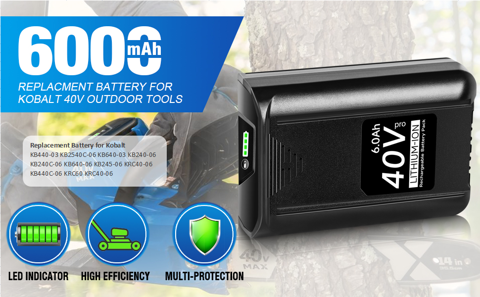 Amazon.com: POWITEC 40V 6.0Ah Replacement Battery for Kobalt 40V MAX Lithium Ion Battery KB440 ...