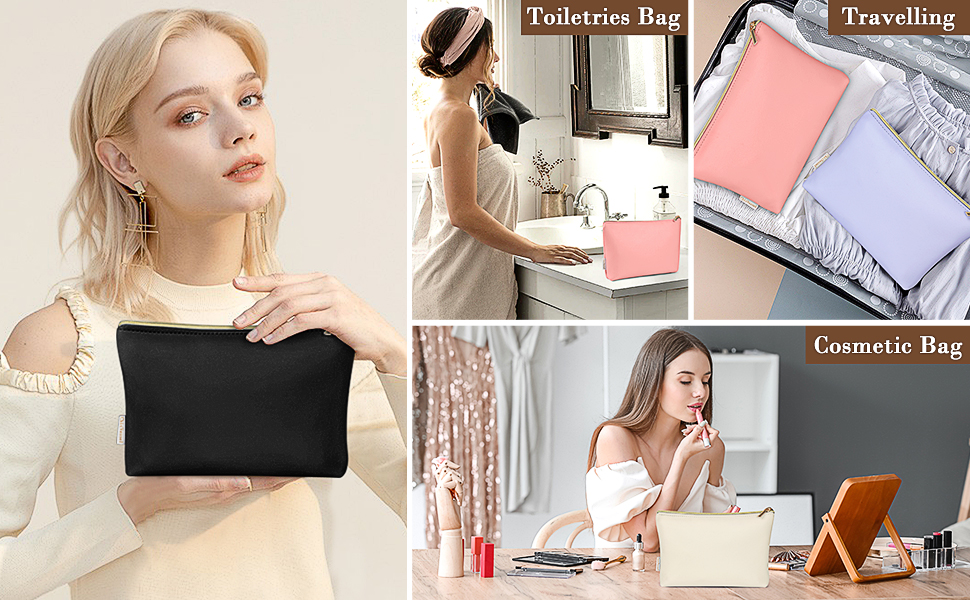 Amazon.com: ChicVessel Makeup Bag Small PU Leather Make up Bag for Purse Travel Cosmetic Bag for ...