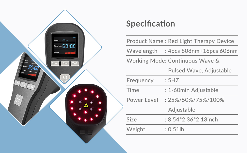 Amazon.com: Toponechoice Red Light Therapy Device - 4x808nm+16x650nm Near Infrared Light Therapy ...