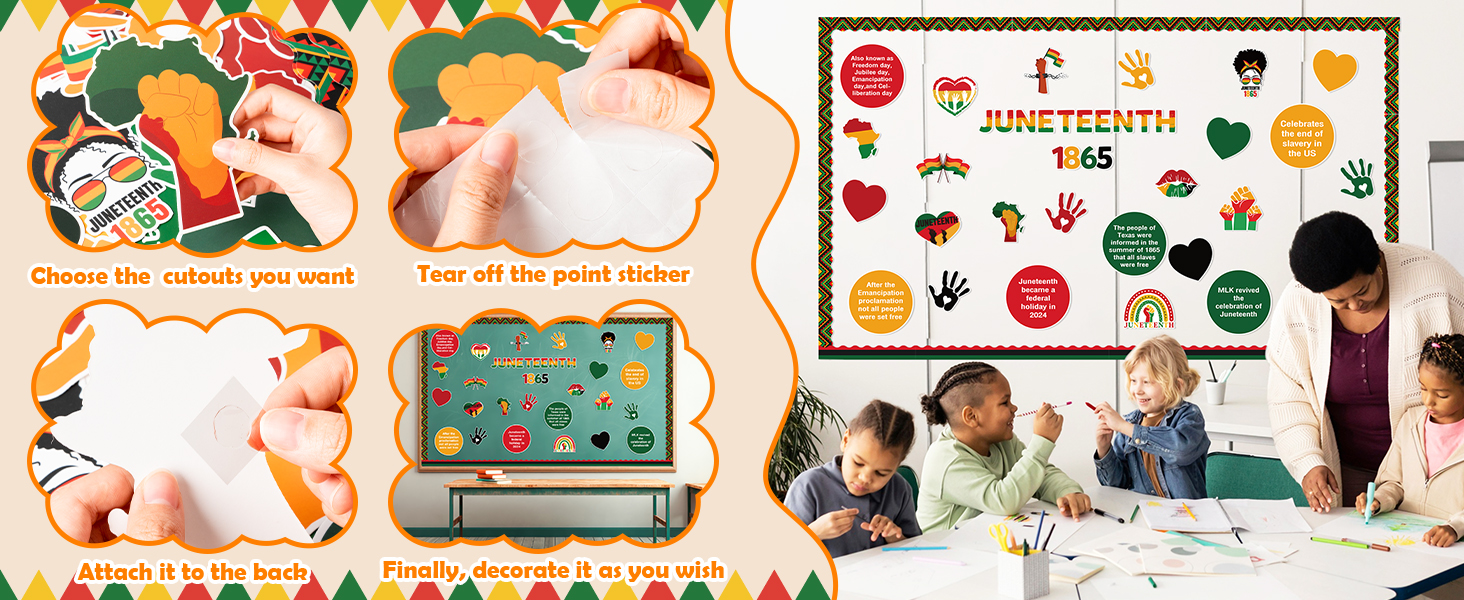 Amazon.com : CPicdn 93Pcs Happy Juneteeth Bulletin Board Classroom ...