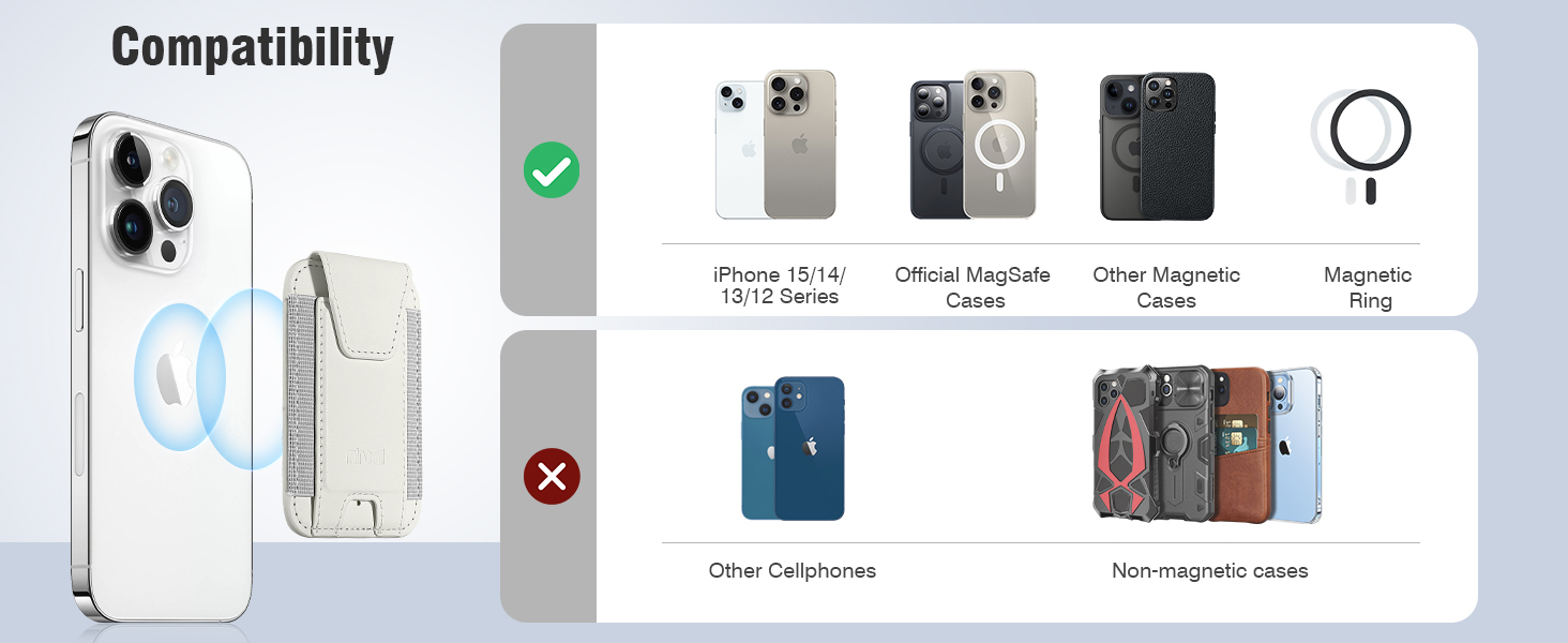Amazon.com: Miroddi for MagSafe Wallet, Works with Apple Find My, Stronger Magnetic Phone Wallet ...