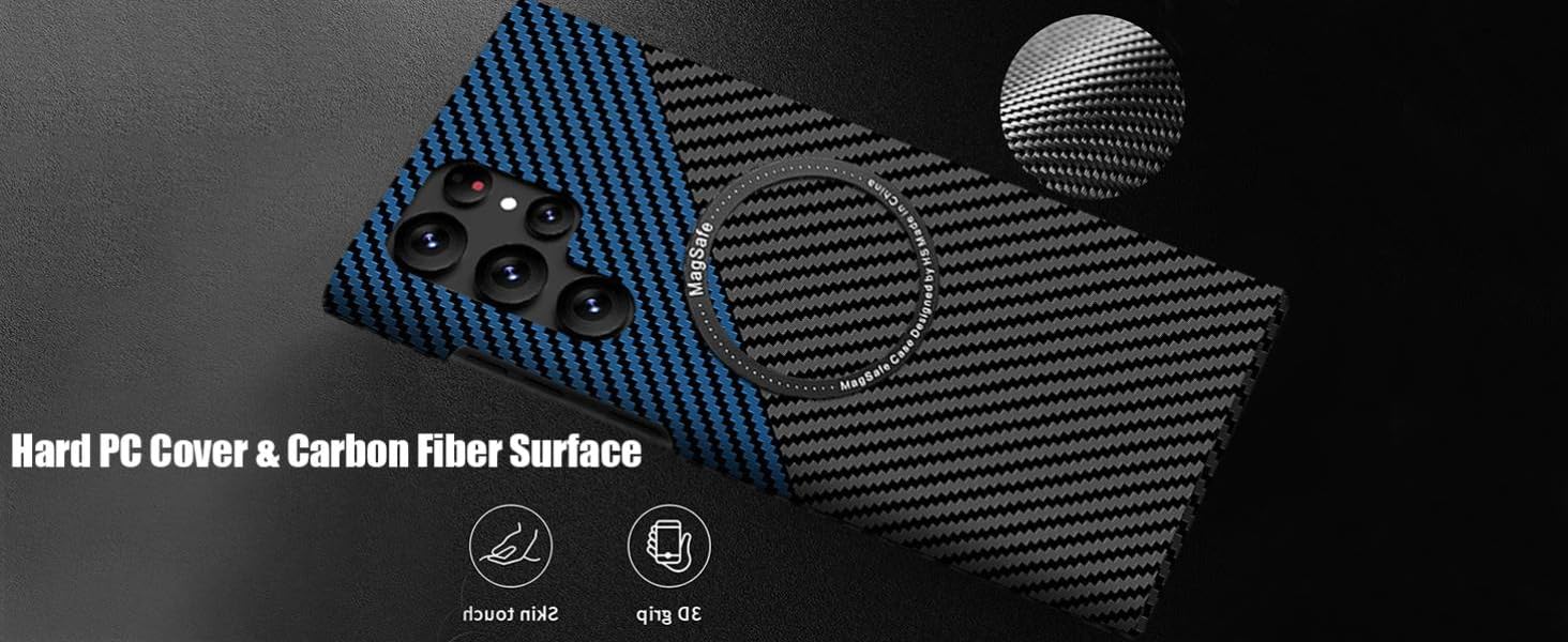 for Samsung Galaxy S24 Ultra Case Carbon Fiber, Compatible with Mag Safe, Ultra Slim Magnetic ...