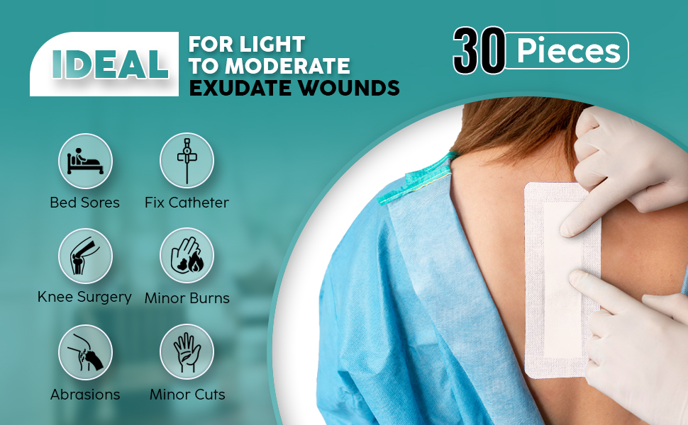 Amazon.com: Elleirb Water-Resistant Island Dressing 4x10, Large Non-Stick Pads w/Adhesive Border ...