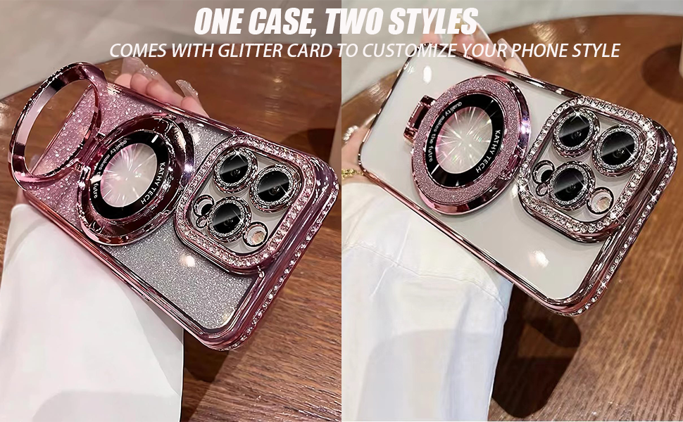 Amazon.com: Magnetic Kickstand Case for iPhone 16 Pro Max with Glitter Lens Protector ...