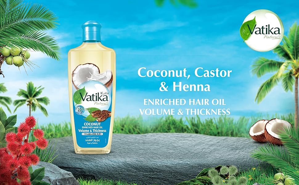 Vatika Naturals Coconut Enriched Hair Oil- 300 ml | Rosemary & Vitamin ...
