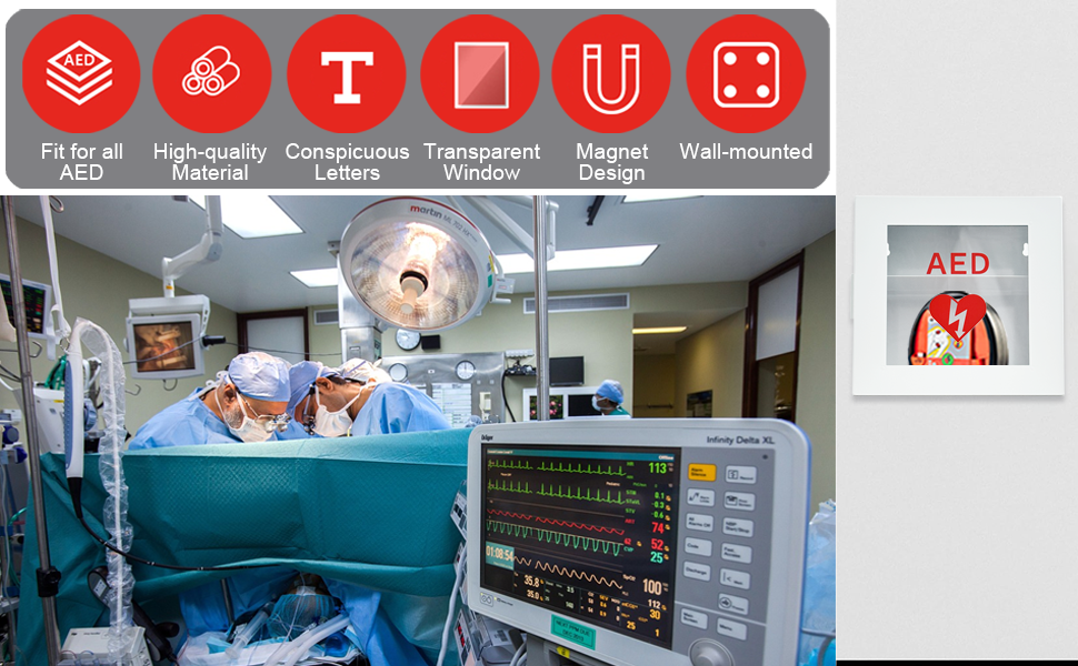 Amazon.com: Plugsharge Non Alarmed AED Defibrillator Wall Mounted Storage Cabinet - 14.5'' x 7 ...