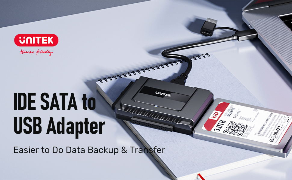 UNITEK IDE SATA to USB Hard Drive Adapter, External Hard Drive Reader for 2.5 and 3.5 inches IDE ...