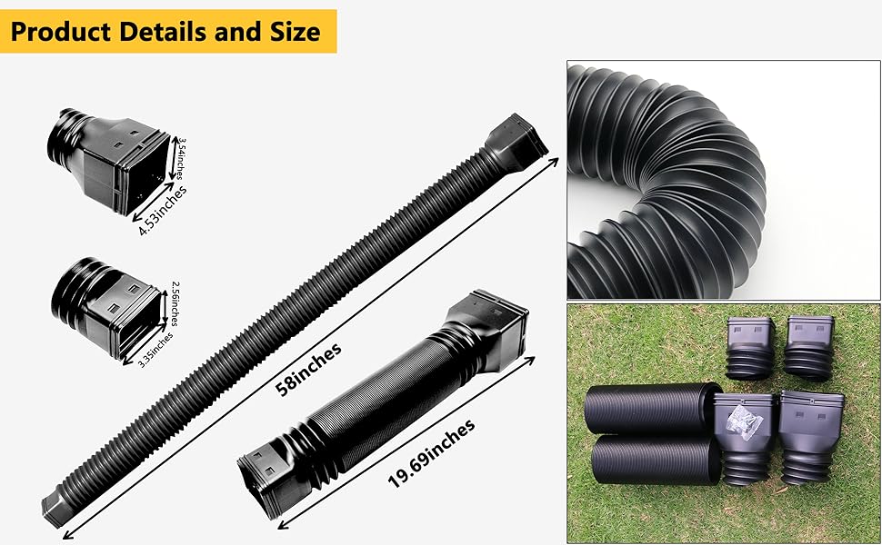 YUEARN Gutter Downspout Extensions, Rainwater Drainage Pipe Connector ...