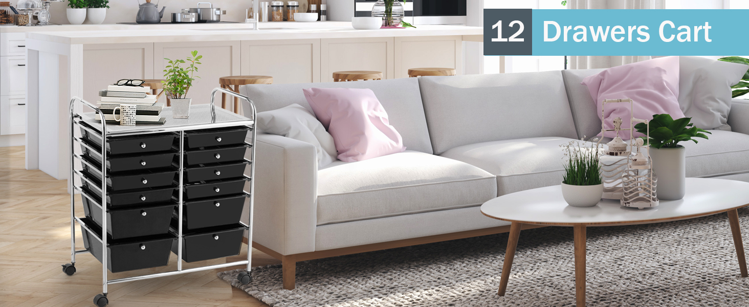 Amazon.com: SILKYDRY 12 Drawer Rolling Storage Cart, Art Cart Organizer ...