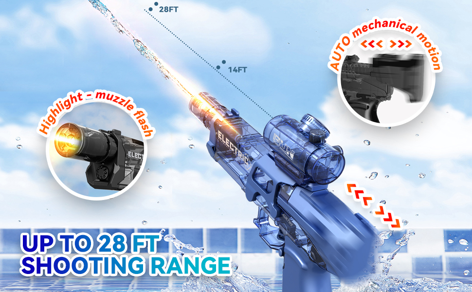 Amazon.com: 2 Pack Electric Water Guns with Muzzle Flash,Full Automatic Electric Squirt Gun 28 ...
