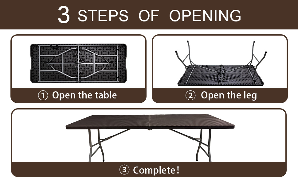 Amazon.com: HiEthan 6FT Portable Folding Table, Heavy Duty Plastic with Rattan-Like Weaving Card ...
