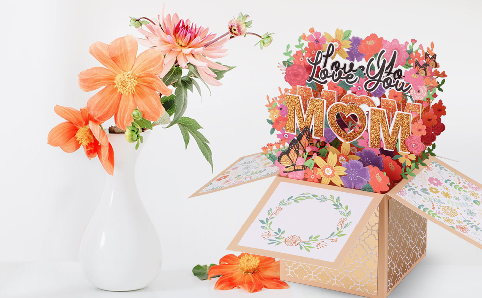 Amazon.com : POPGIFTU Love You Mom Pop Up Card, 3D Mother's Day Greeting Card for Mom, Wife ...
