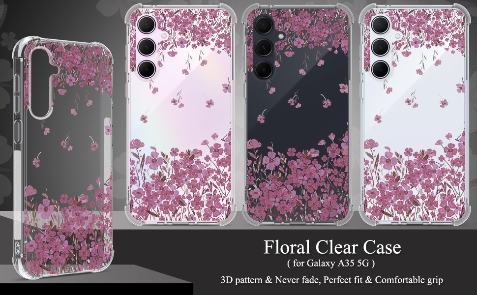 Amazon.com: GREATRULY Floral Clear Case for Galaxy A35 5G for Women/Girls,Pretty Phone Cover for ...