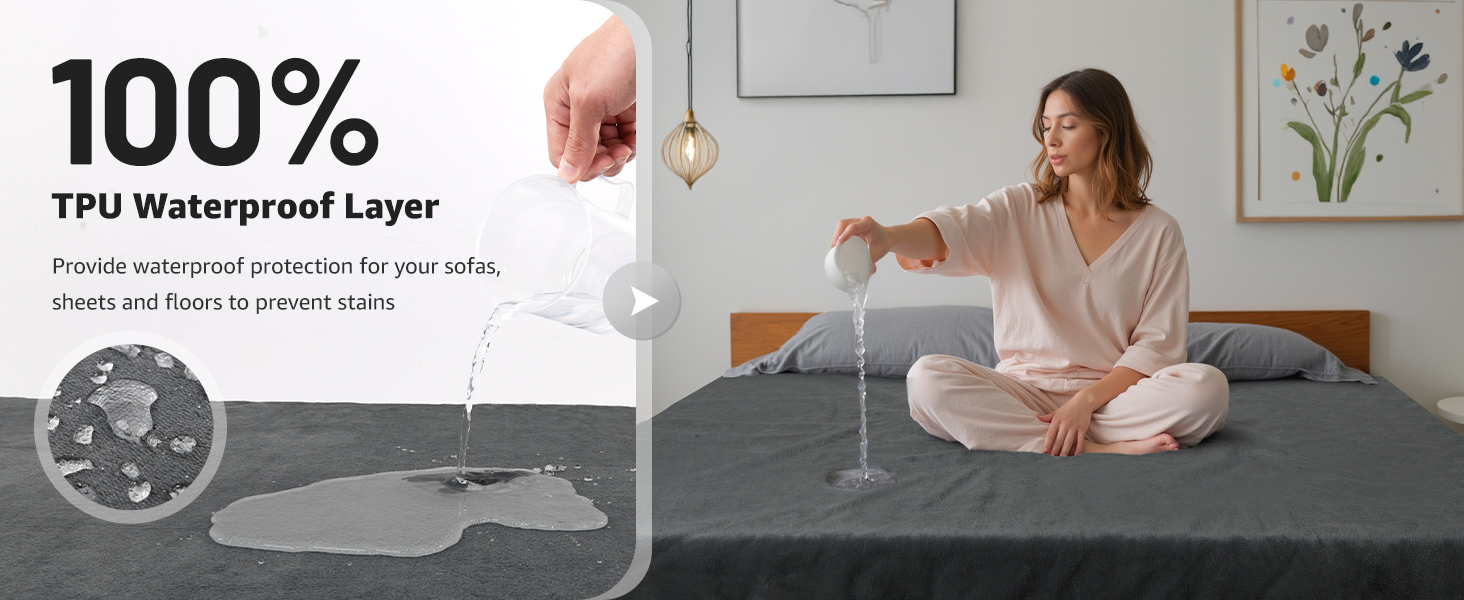 Amazon.com : LOOBANI Waterproof Blanket for Bed: Reversible Soft Flannel Love Blanket 60" x 80 ...